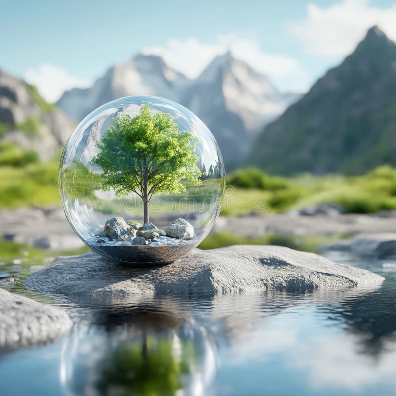Inside a Glass Sphere is a Small-scale Landscape Complete with a Tree ...