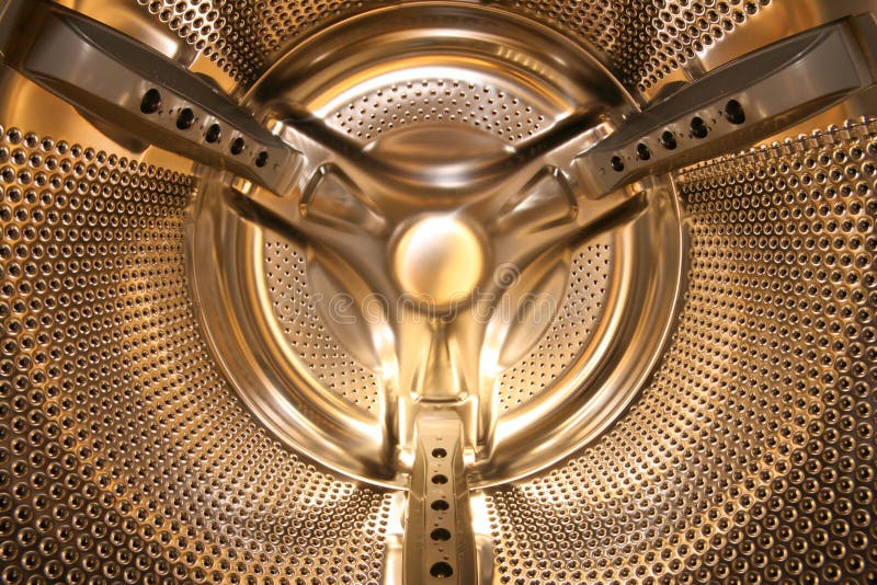 Inside the Golden Washing Machine Stock Image - Image of stainless ...