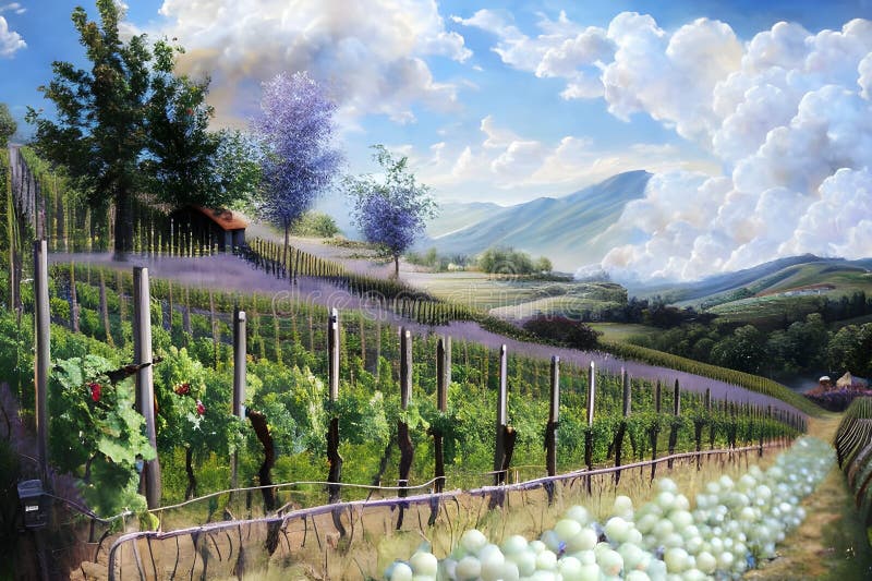 Inside the Grape Fields in the Vineyard Generative AI Stock ...
