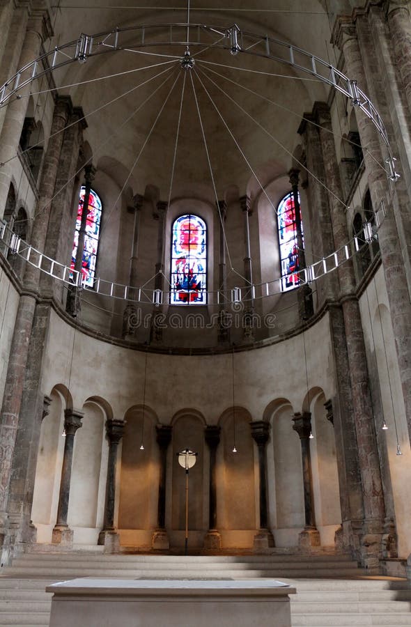Inside The Great St. Martin Church, Cologne, Germany Stock Photo ...