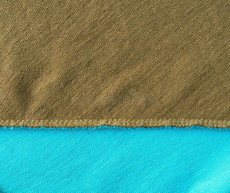 Inside with Green and Blue Cloth Jacket Seam Close Up Texture. Stock ...