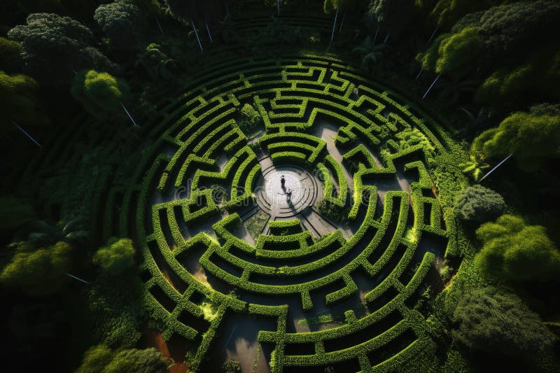 Inside a Green Maze Aerial View Stock Illustration - Illustration of ...