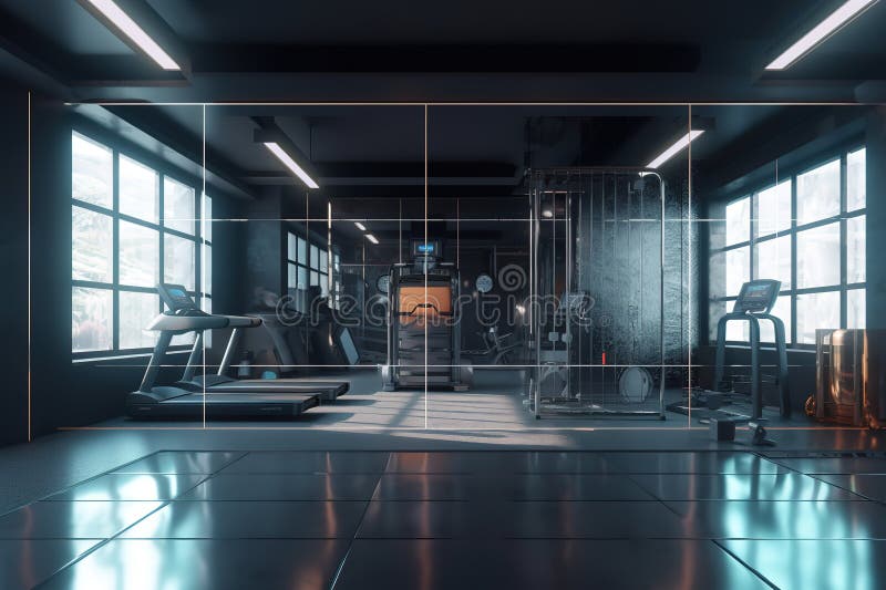 The Inside of a Gym is Large Empty. Generative AI Stock Illustration ...