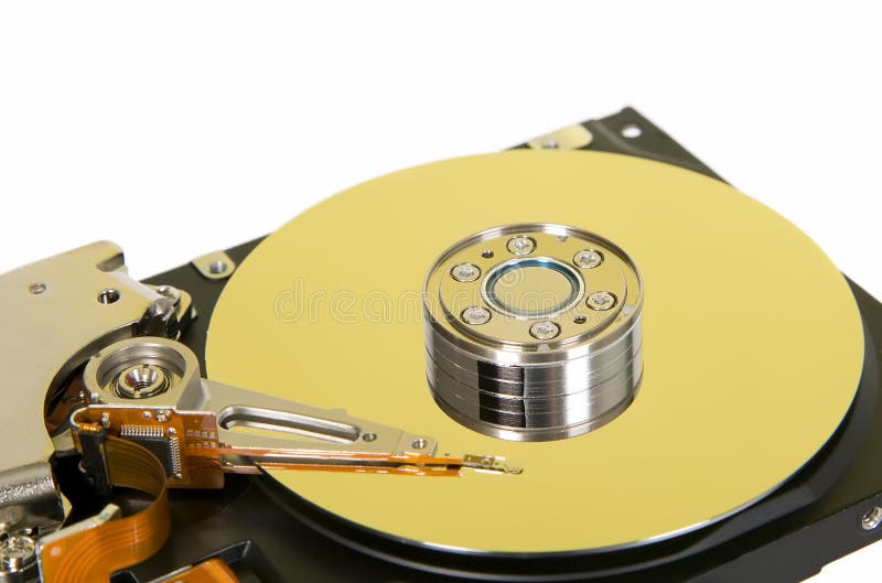 Inside of Hard Disc on White Background Stock Photo - Image of store ...