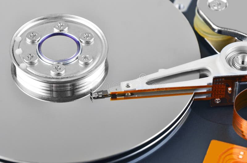 Inside hard disk drive stock photo. Image of binary, microelectronics ...