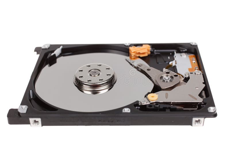 Inside of Hard Disk Drive. HDD Isolated on White Background Stock Photo ...