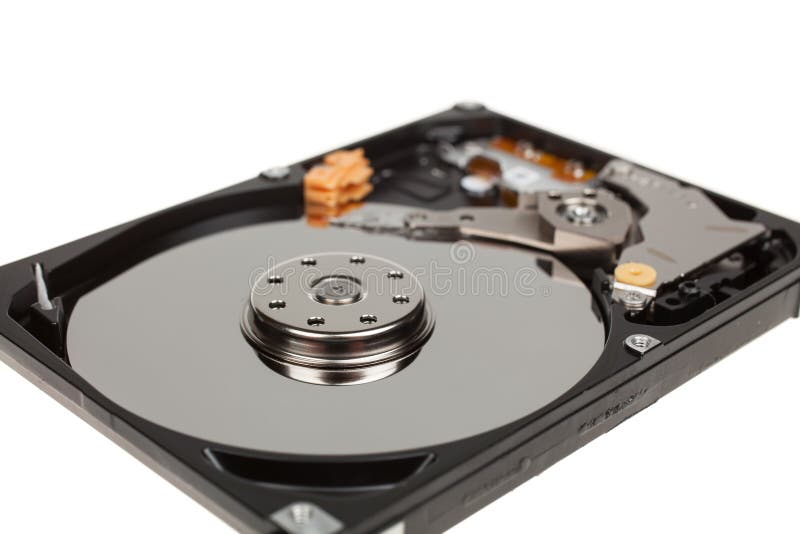 Inside of Hard Disk Drive. HDD Isolated on White Background Stock Image ...