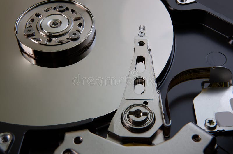 Inside of a hard drive HDD stock photo. Image of hardware - 216253554