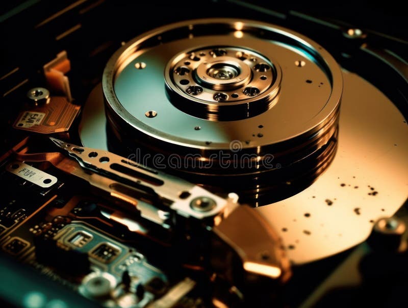 The Inside of a Hard Drive with Its Spinning Platters and Read/write ...