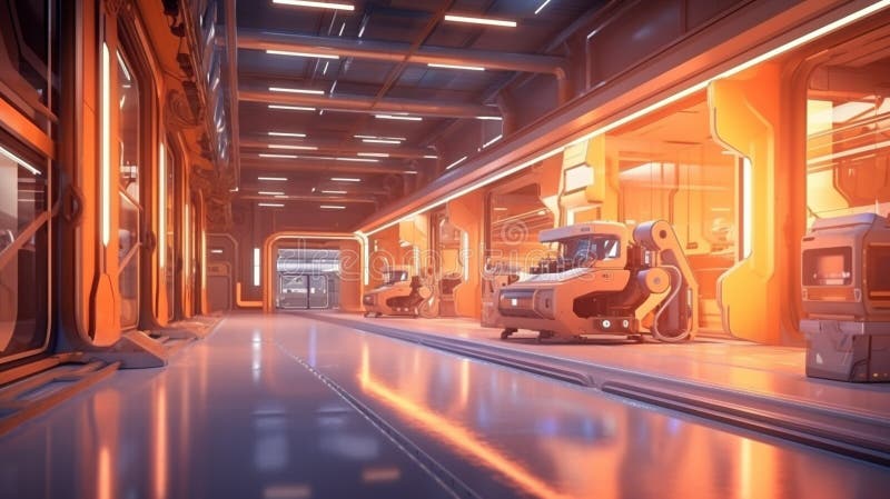 Inside Hi Tech Factory with Futuristic Lighting. Generative AI Stock ... Inside Hi Tech Factory with Futuristic Lighting. Generative AI Stock ...