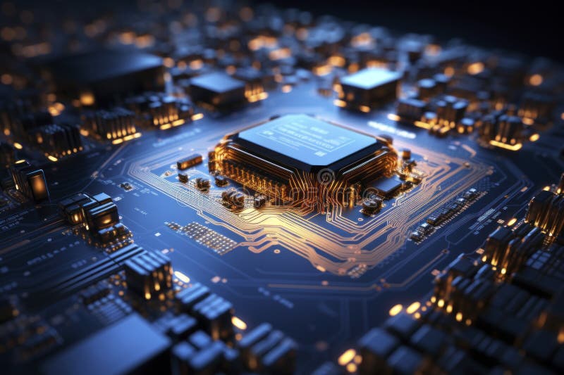 Inside a High Performance Computer. Computer Circuit Board and CPU ...
