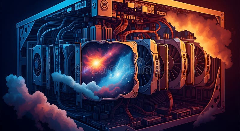 Several Powerful Graphics Processing Units Stock Illustrations – 4 ...