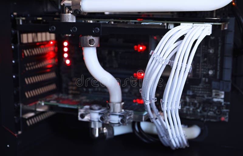 Inside High Performance Water Cooled Workstation Background Stock Photo ...