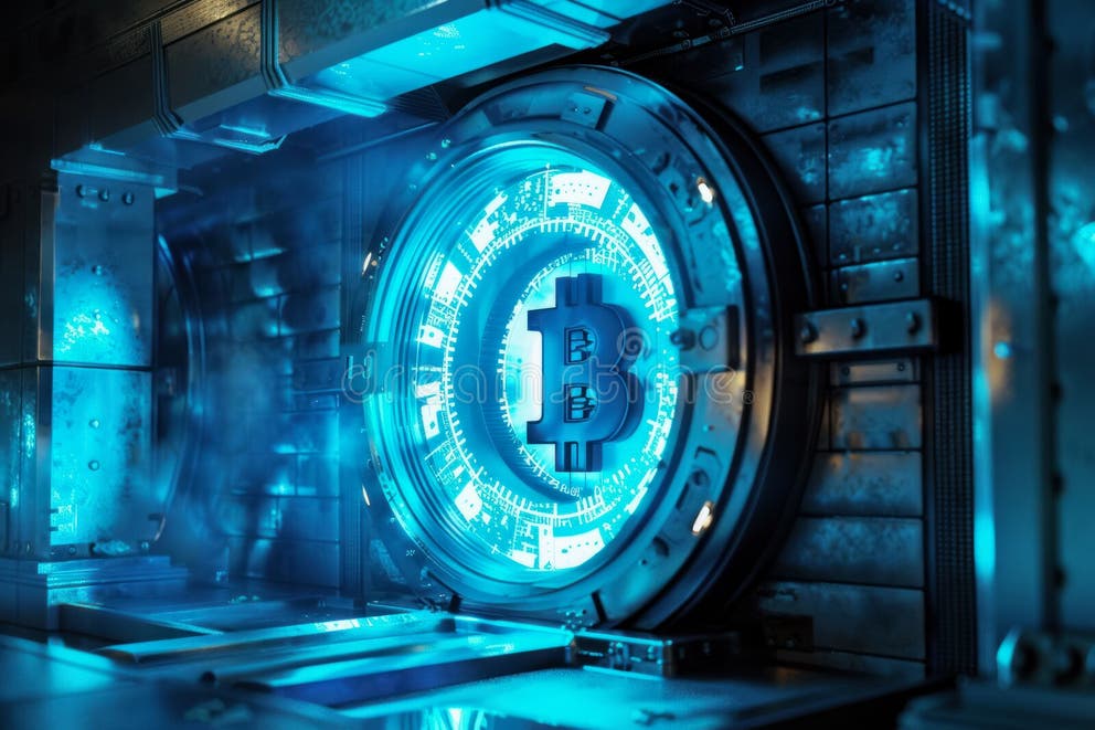 Inside a High Security Digital Vault Bathed Stock Illustration ...