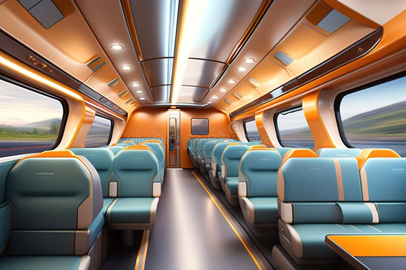 Inside a High-speed Modern Train, Interior, Ai-generated Stock ...