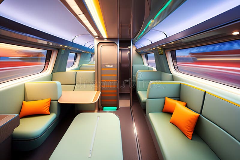 Inside a High-speed Modern Train, Interior, Ai-generated Stock ...