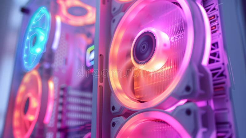 Inside of a High-tech Gaming PC with RGB Lighting. Stock Image - Image ...