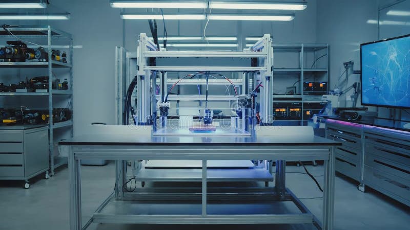 Futuristic 3d Printer Creating Circuit Board in Modern Laboratory Stock ...