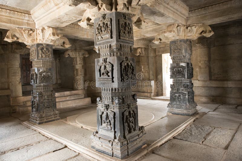 Inside Hindu Temple, Hampi, India Stock Photo - Image of shiva ...