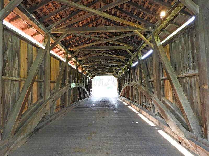Double Burr Truss of 1859 National Historic Covered Bridge USA Stock ...