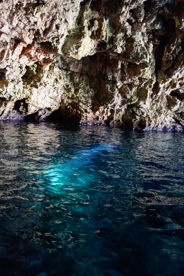Inside the Hole of the Green Cave in Vis Island, Croatia Stock Image ...