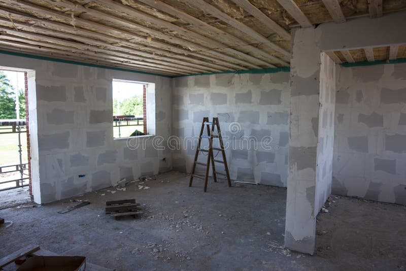 Inside a House in Construction Stock Photo - Image of housing, mason ...