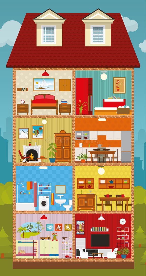 Inside the house stock vector. Illustration of home, diorama - 82099607
