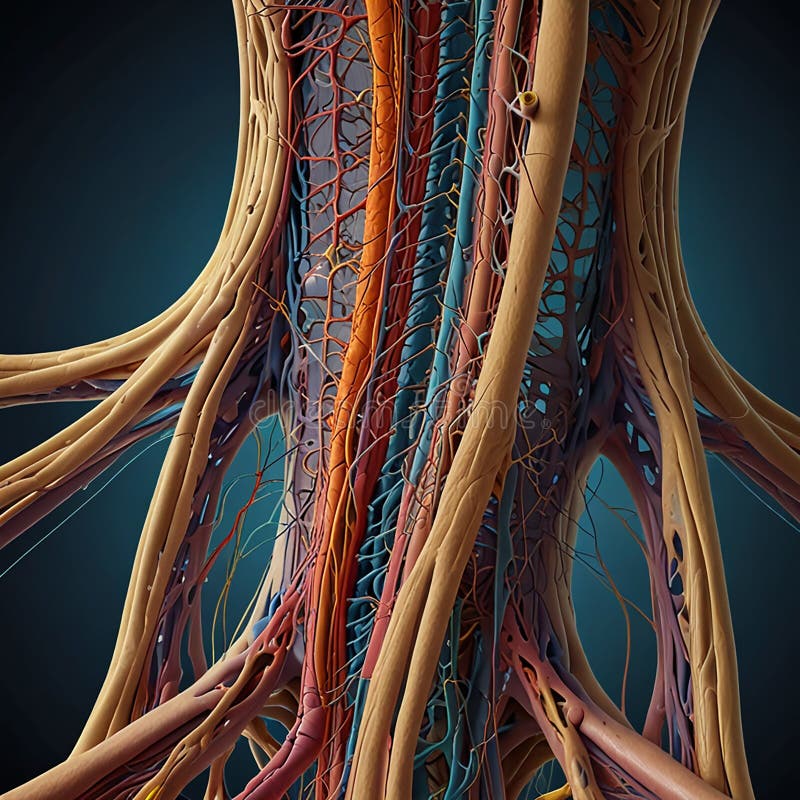 Human Nerves System with Arteries and Capillaries Stock Illustration ...