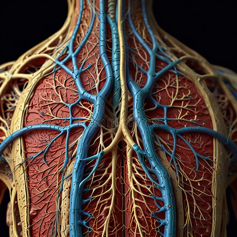 Human Nerves System with Arteries and Capillaries Stock Illustration ...