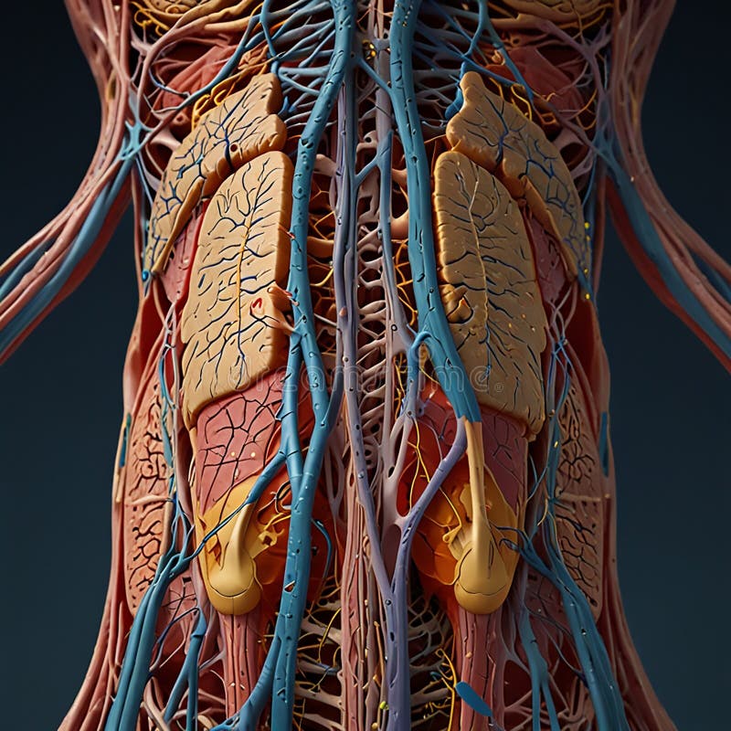 Human Nerves System with Arteries and Capillaries Stock Illustration ...