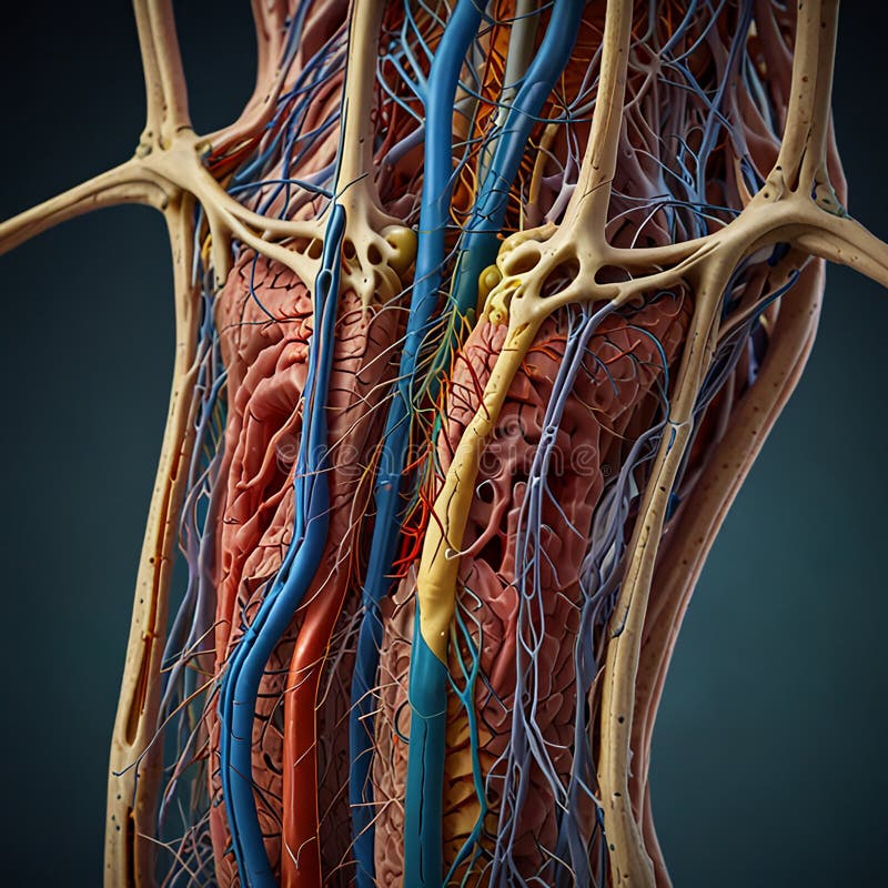 Human Nerves System with Arteries and Capillaries Stock Illustration ...