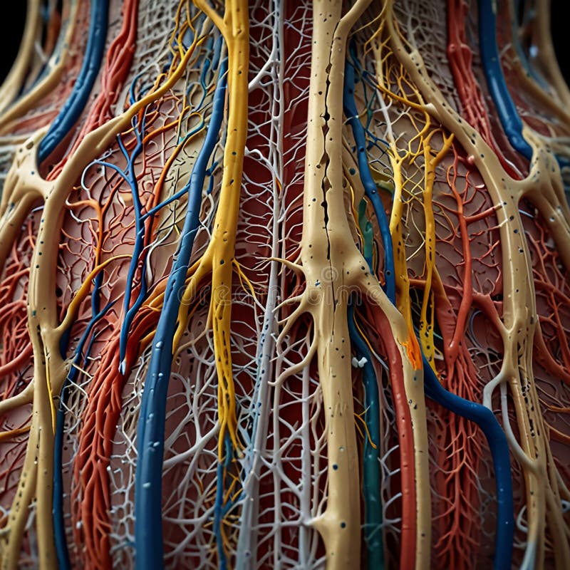 Human Nerves System with Arteries and Capillaries Stock Illustration ...