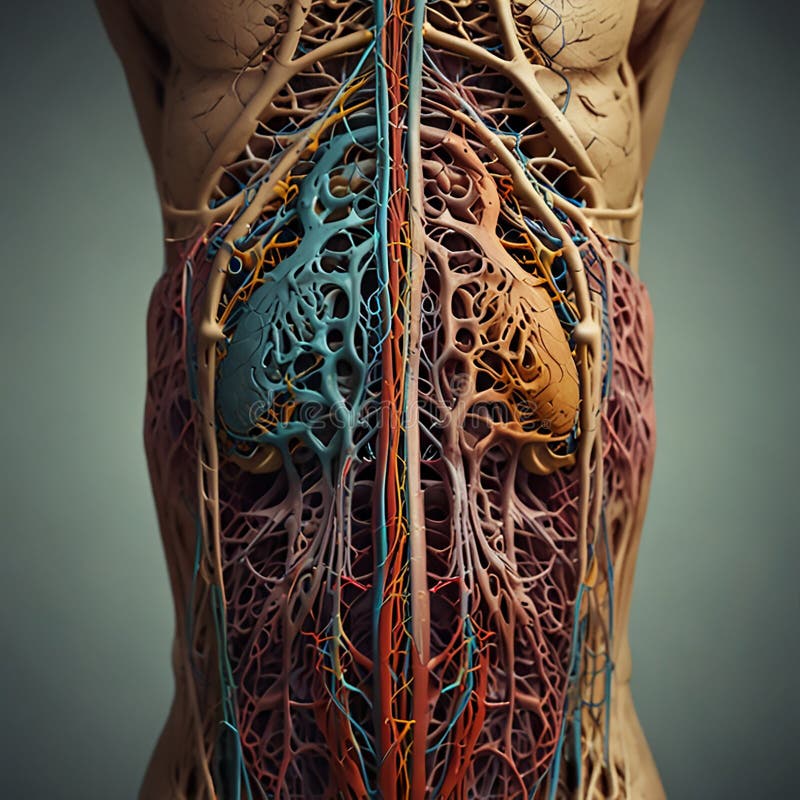 Human Nerves System with Arteries and Capillaries Stock Illustration ...