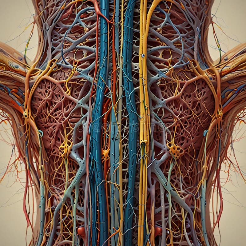 Human Nerves System with Arteries and Capillaries Stock Illustration ...