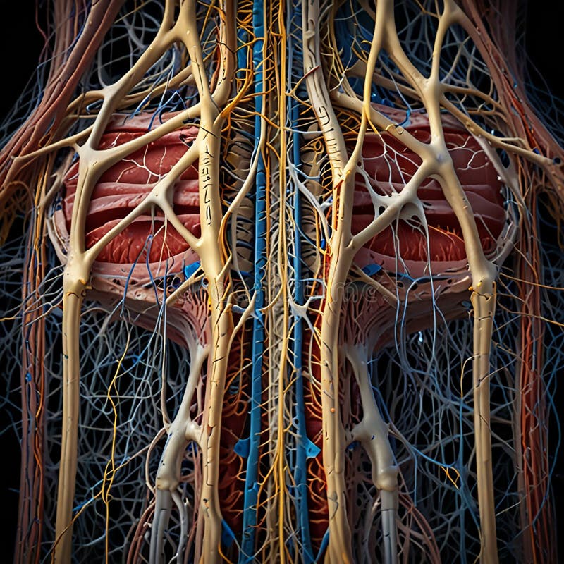 Human Nerves System with Arteries and Capillaries Stock Illustration ...