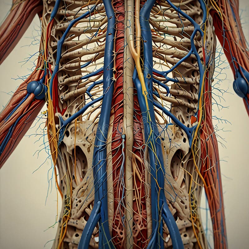 Human Nerves System with Arteries and Capillaries Stock Illustration ...