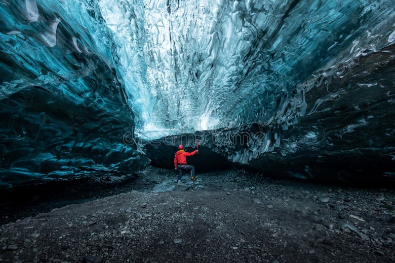 Inside an Ice Cave in Iceland Stock Photo - Image of extreme, light ...