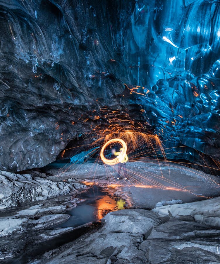 Inside an Ice Cave in Iceland Stock Photo - Image of extreme, light ...