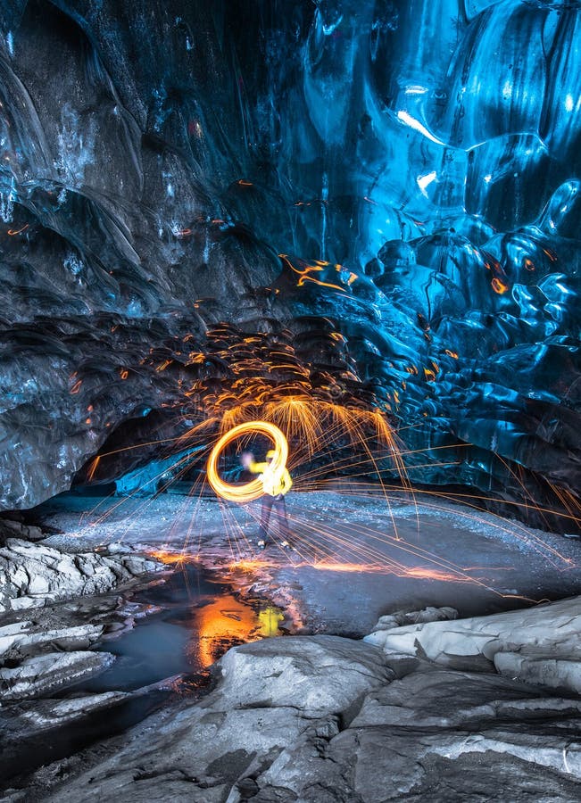 Inside an Ice Cave in Iceland Stock Photo - Image of extreme, light ...