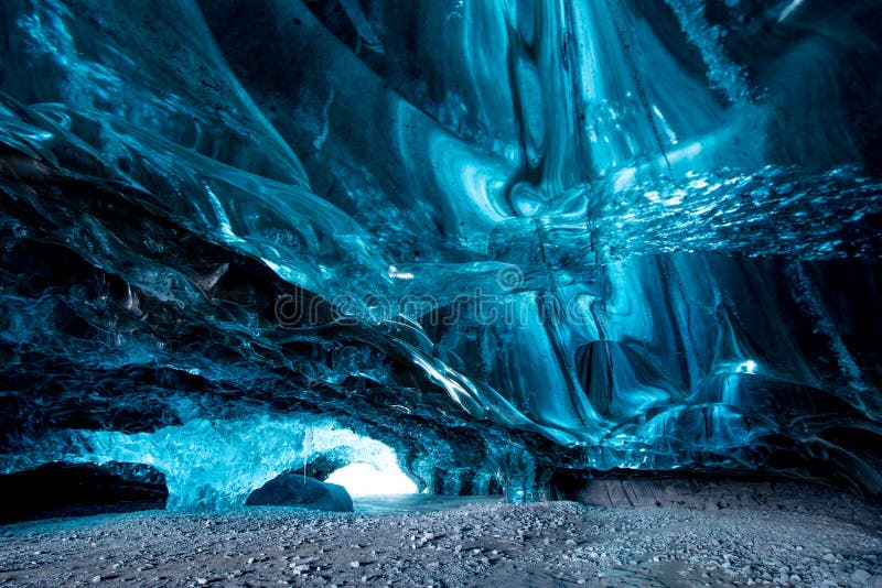 Inside an Ice Cave in Iceland Stock Photo - Image of extreme, light ...