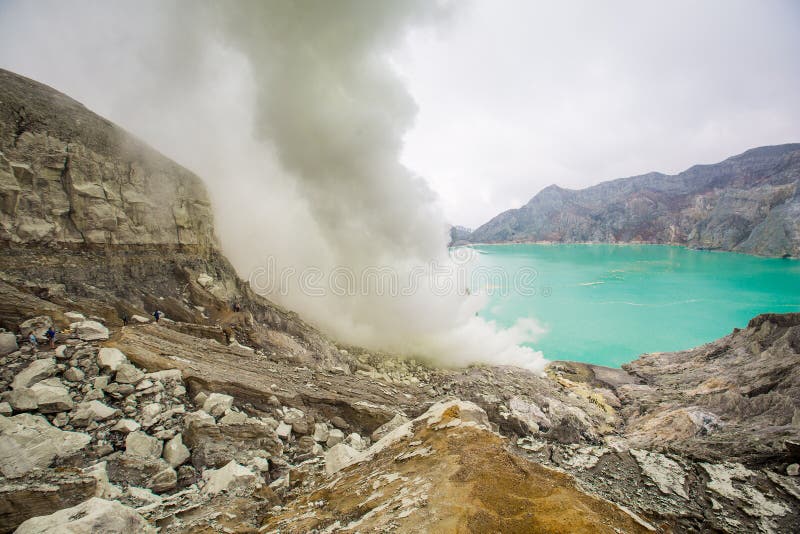 Inside Ijen Volcano, Java, Indonesia Stock Image - Image of mount ...