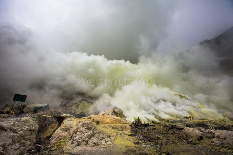 Inside Ijen Volcano, Java, Indonesia Stock Photo - Image of mount ...