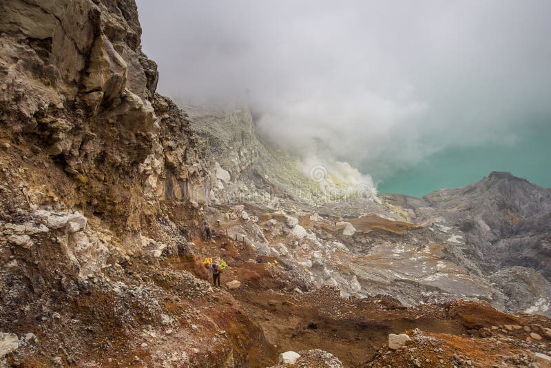 Inside Ijen Volcano, Java, Indonesia Stock Photo - Image of mount ...
