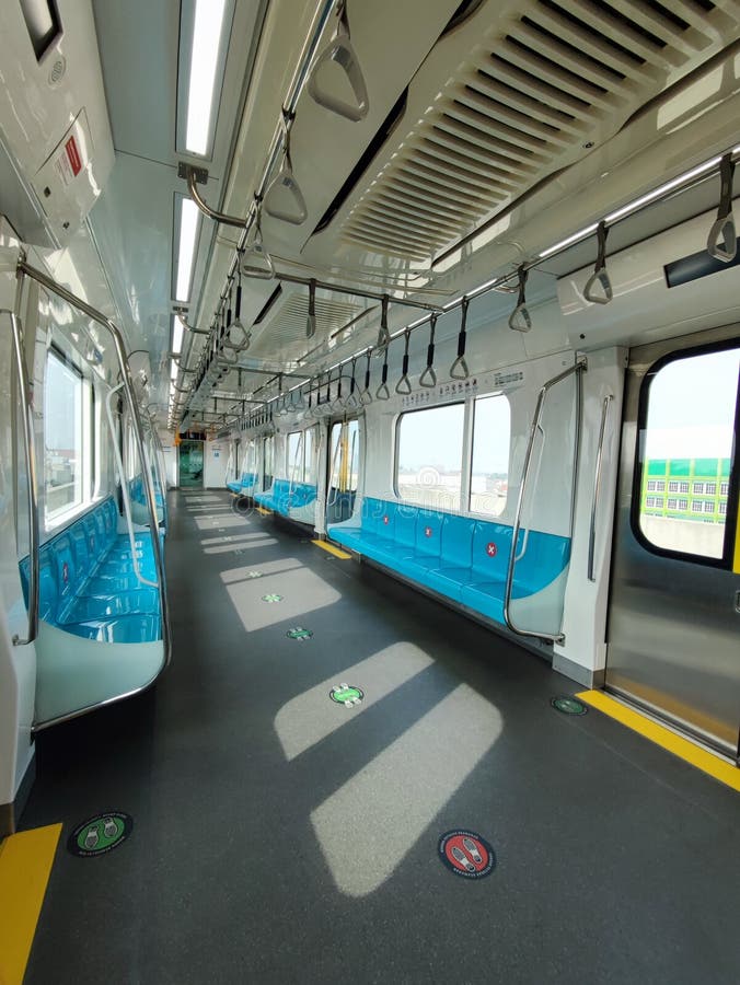 Inside of an Indonesian MRT Train Stock Image - Image of used, system ...