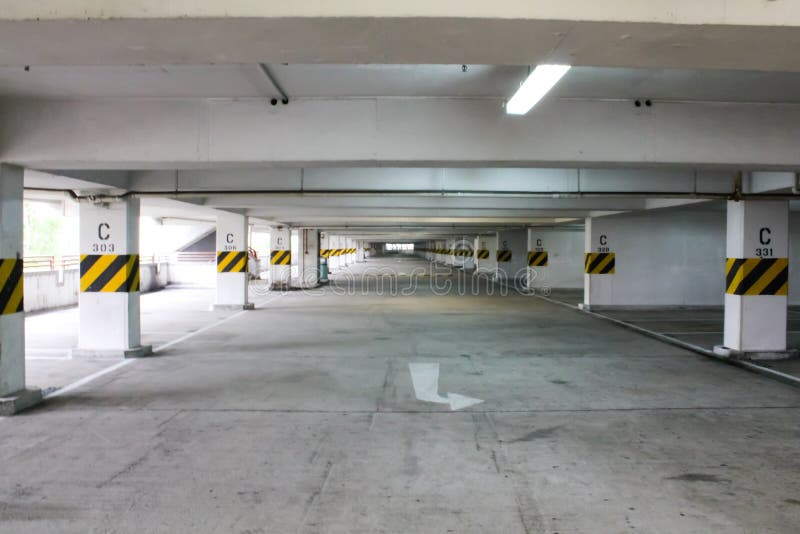 The Inside of the Indoor Empty Car Park. Stock Photo - Image of people ...
