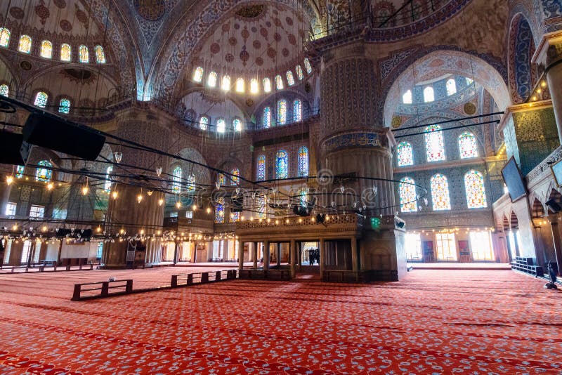 Inside Interior of Blue Mosque Editorial Photography - Image of indoor ...