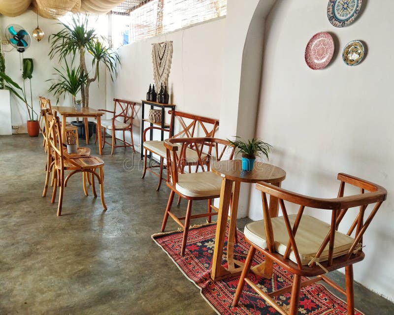 Inside Interior, Empty Chairs and Tables in a Cafe Stock Image - Image ...