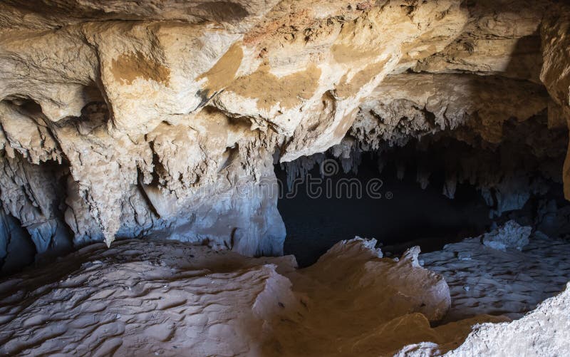 Interior of an Underground Cave with Stalactites Stock Image - Image of ...