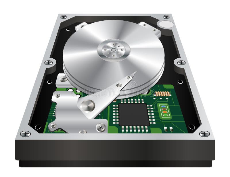 Inside of a Internal Hard Disk on a White Background Stock Vector ...