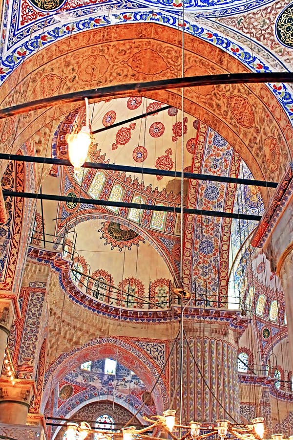 Inside the Islamic Blue Mosque in Istanbul Stock Photo - Image of ...